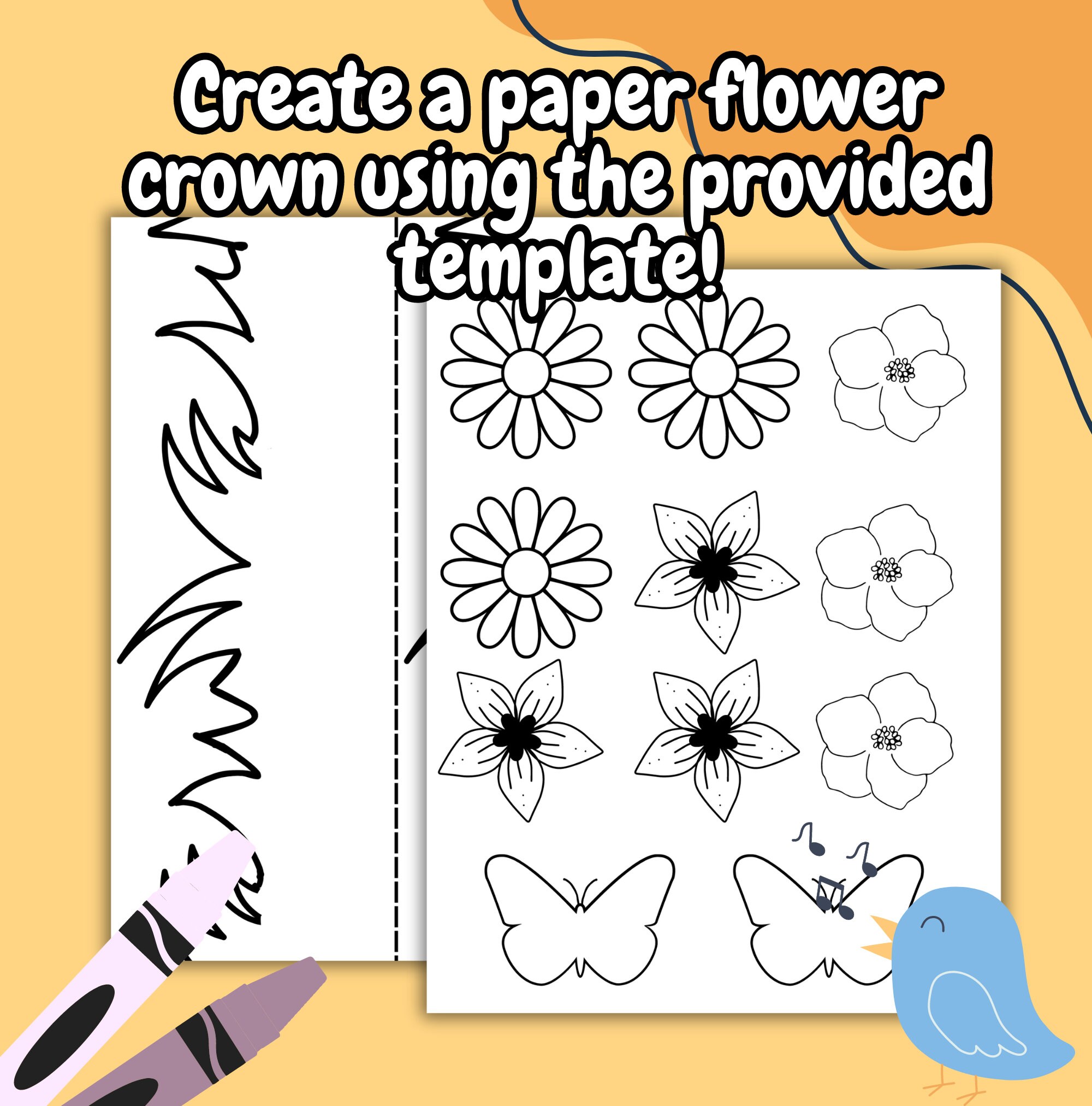 Paper Flower Crown Craft for Kids, Printable Arts and Craft Activity ...