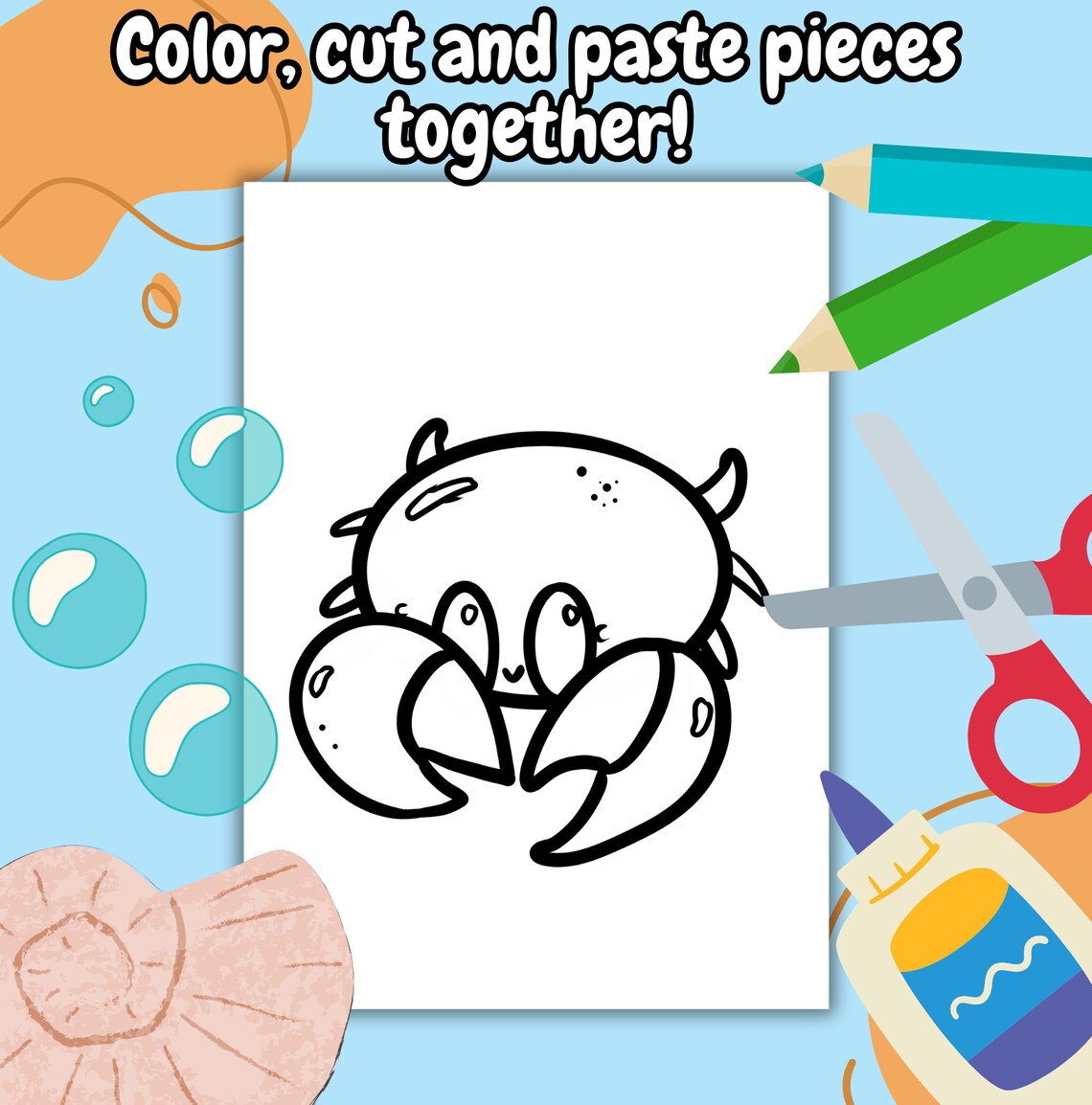 Sea Life Craft for Kids, Ocean Animal Printable Arts & Crafts Activity ...