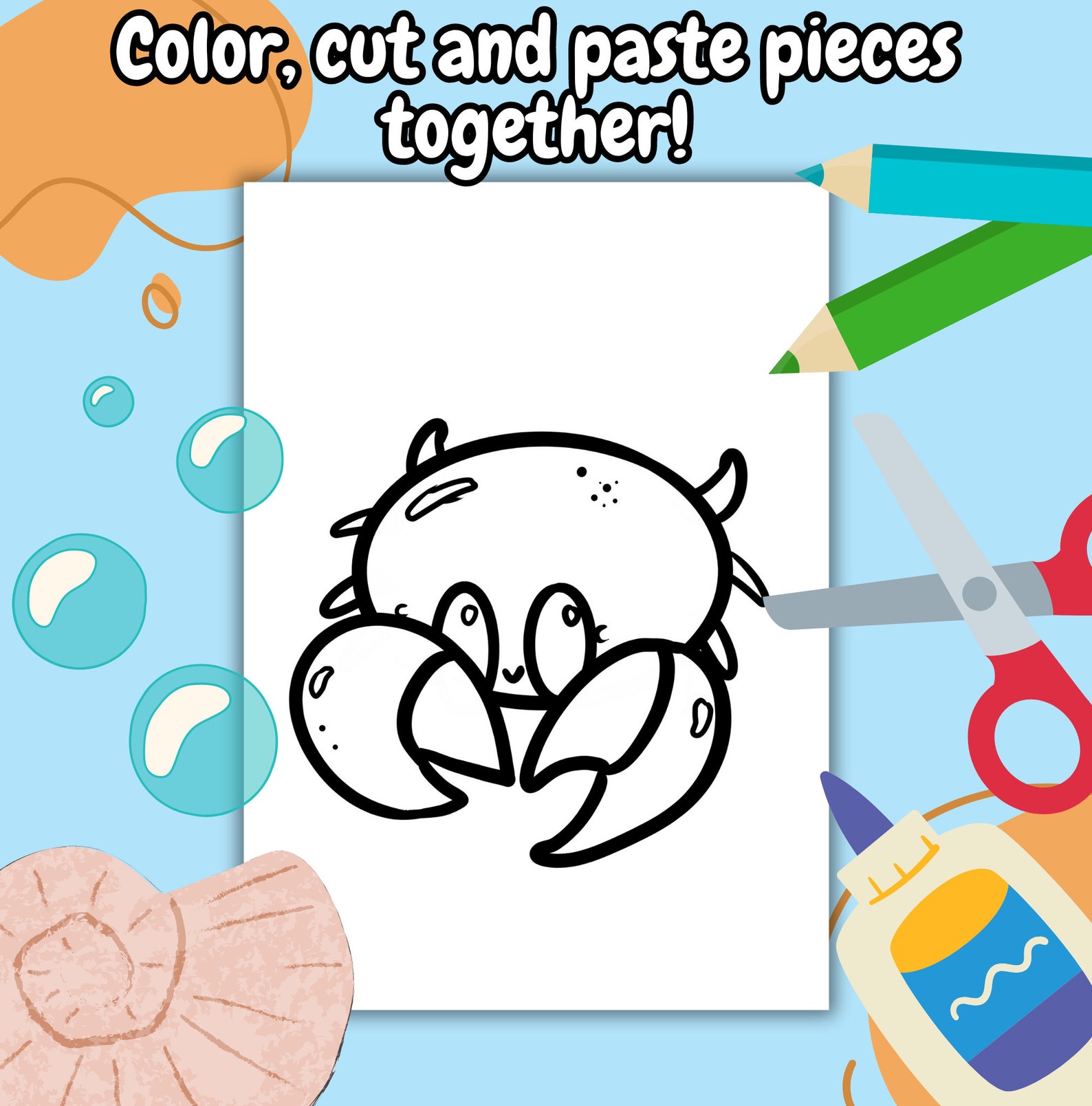 Sea Life Craft for Kids, Ocean Animal Printable Arts & Crafts Activity ...