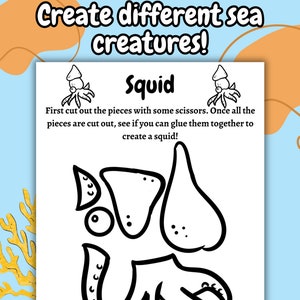 Sea Life Craft for Kids, Ocean Animal Printable Arts & Crafts Activity ...