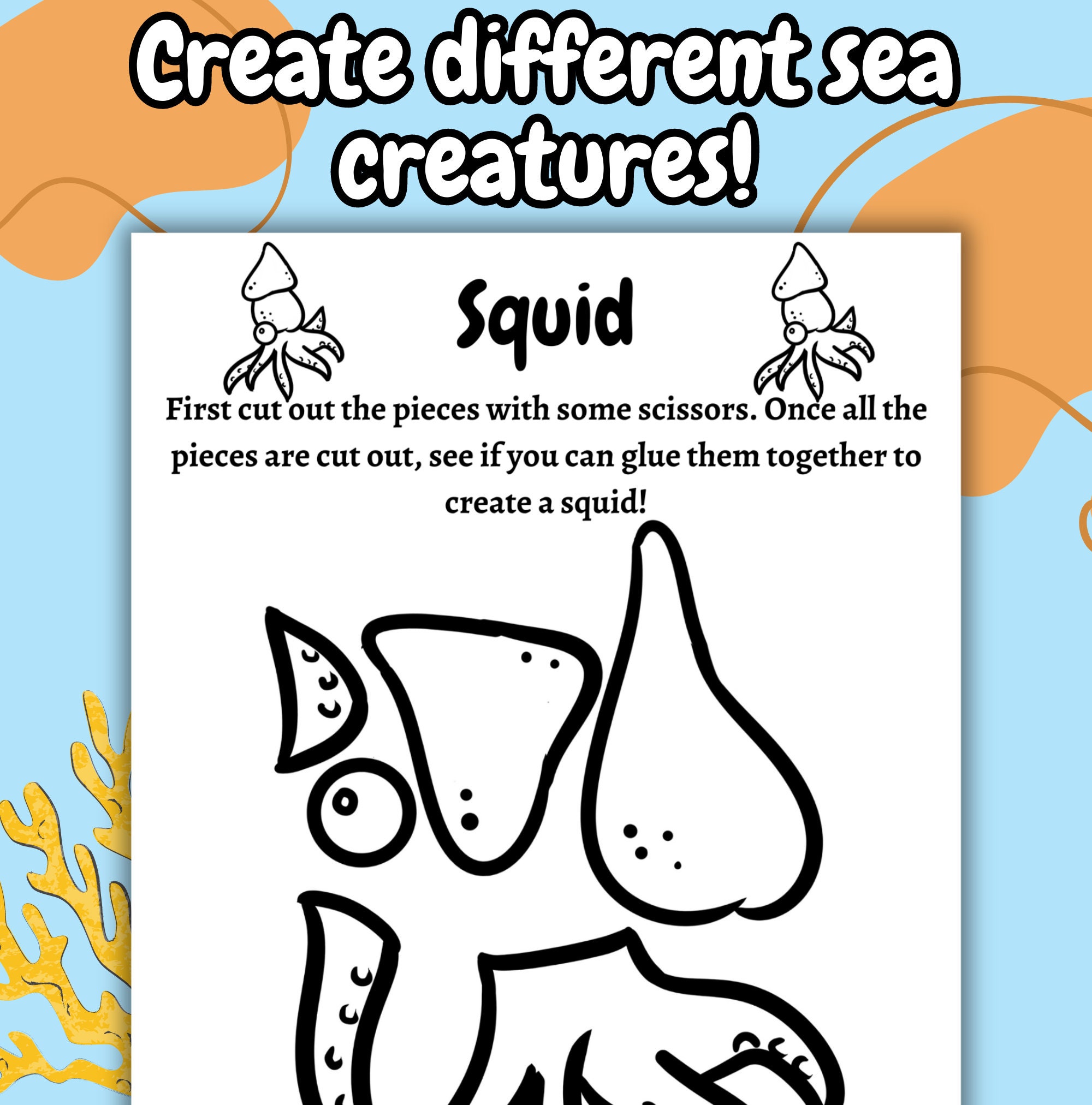 Sea Life Craft for Kids, Ocean Animal Printable Arts & Crafts Activity ...