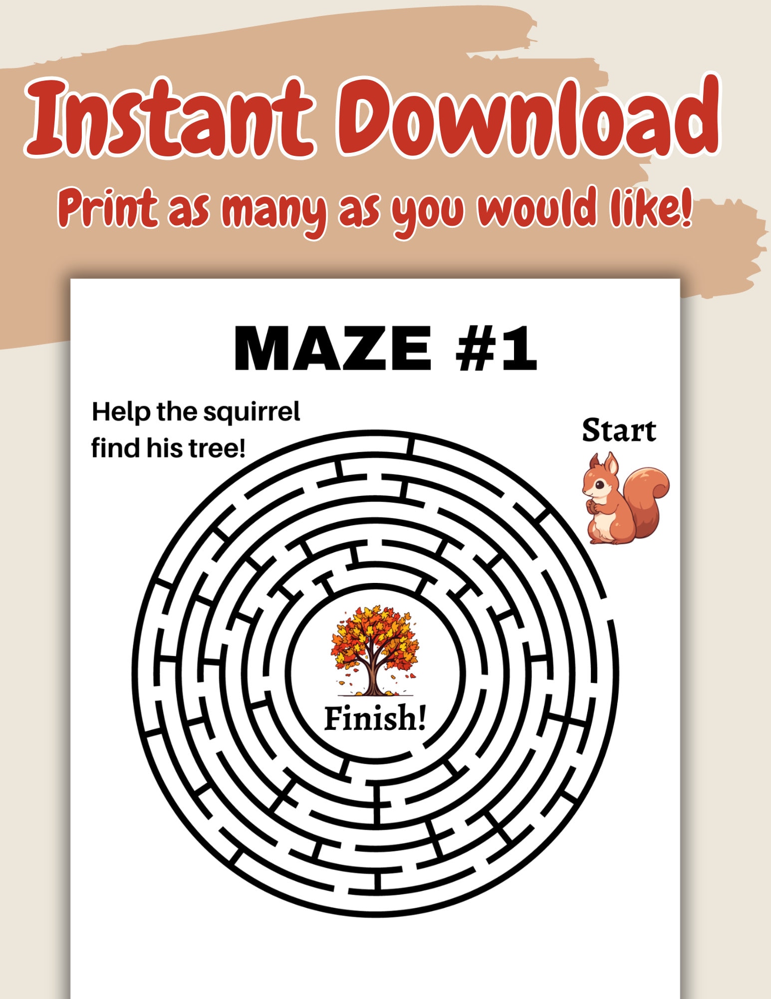 10 Fall Maze Puzzles for Kids, Printable Autumn Booklet, Maze Activity ...