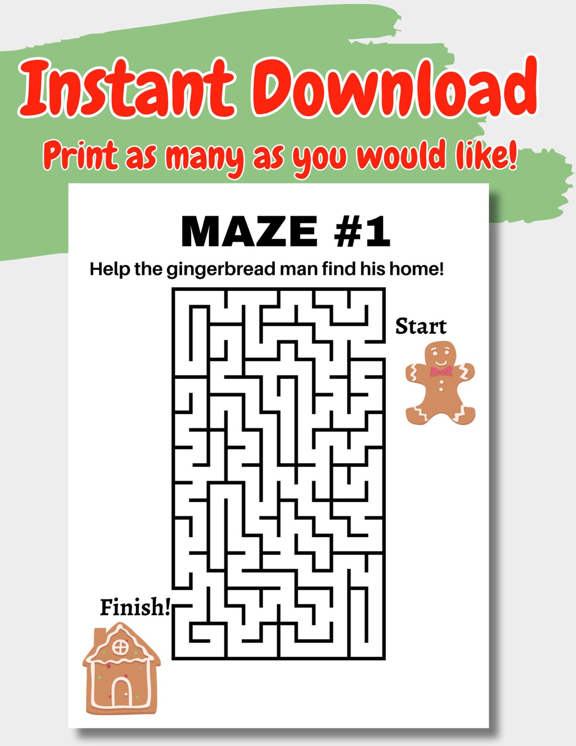 Printable Christmas Maze Pages for Kids, Holiday Puzzle Booklet ...