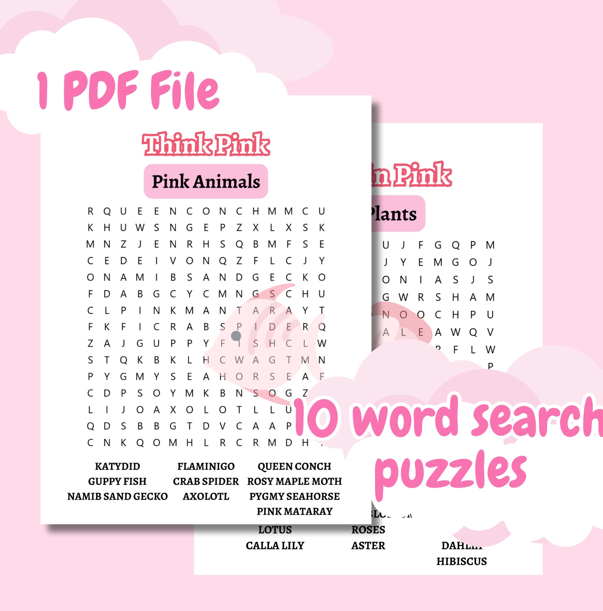 Pink Word Search Puzzles Pink Word Find Game Printable - Etsy