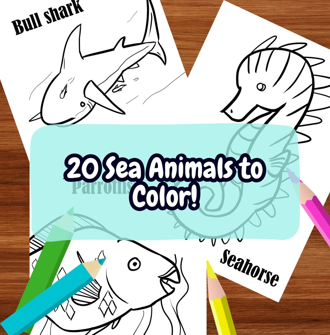20 Ocean Animals Coloring Pages for Kids Easy and Fun - Etsy