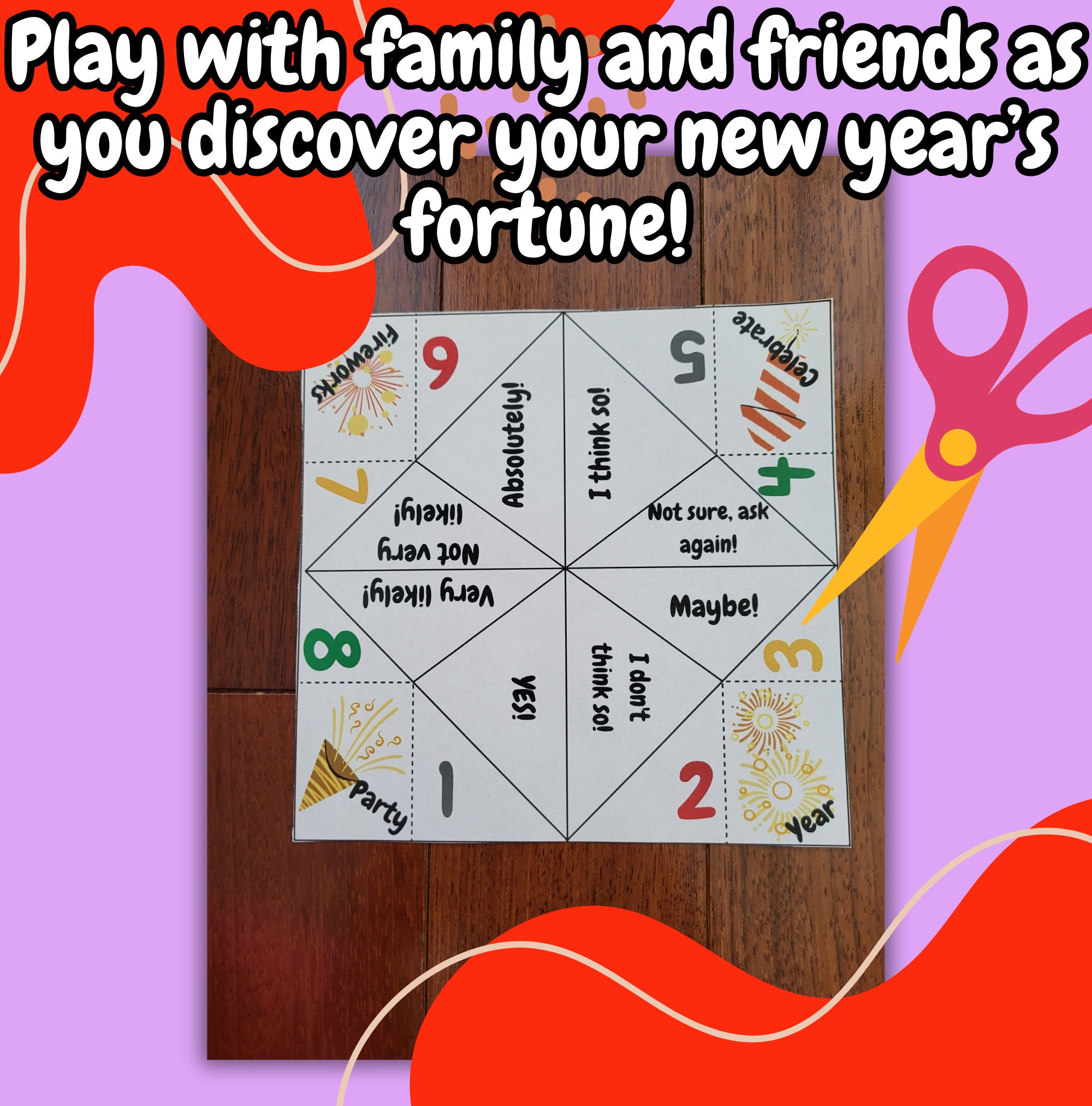 New Year's Fortune Teller Craft for Kids, Printable Arts and Craft ...