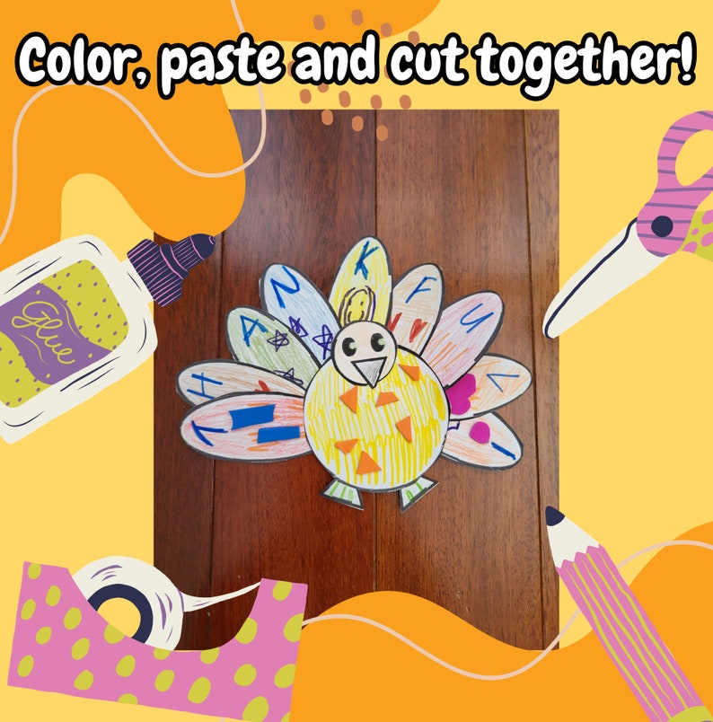 Paper Turkey Craft for Kids, Printable Arts and Craft Activity, Cut and ...