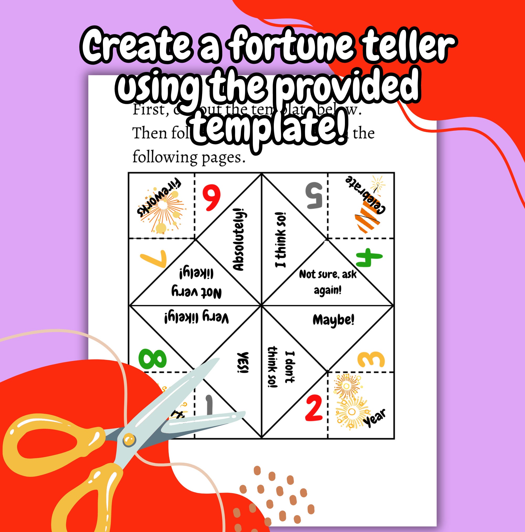 New Year's Fortune Teller Craft for Kids, Printable Arts and Craft ...