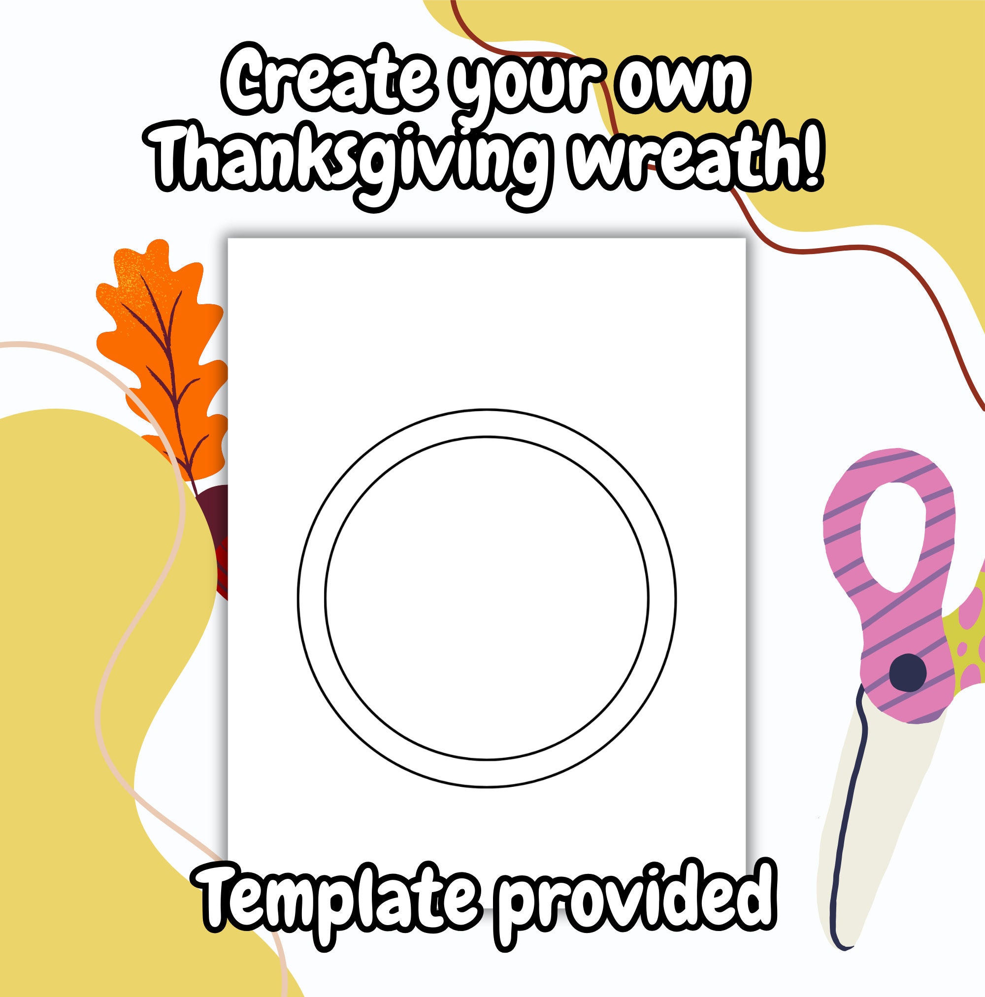Thanksgiving Fall Wreath Craft for Kids Fun Printable Arts - Etsy