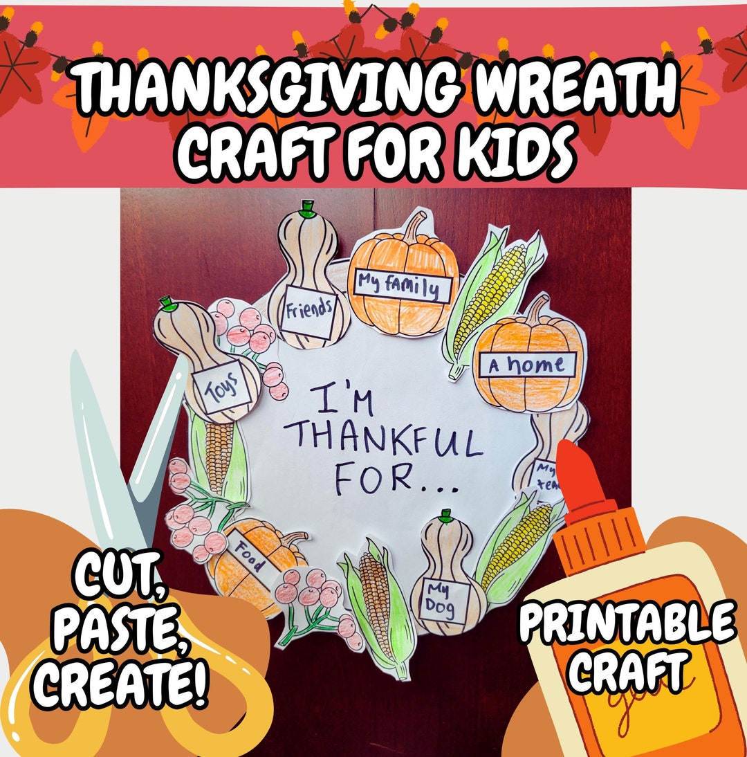 Fall Door Wreath Craft for Kids, Printable Arts and Craft Activity ...