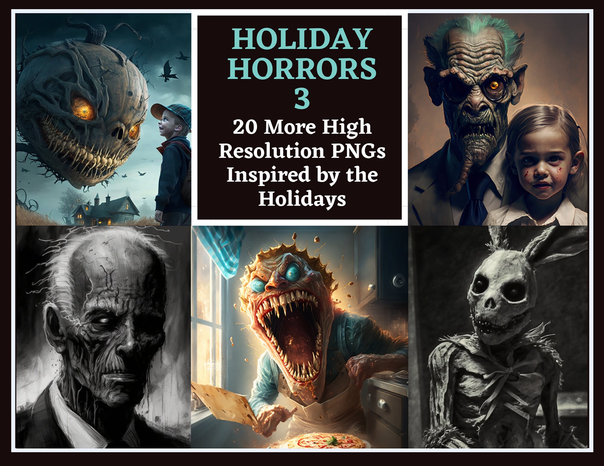 Third Holiday Horrors 20 PNG Clipart Pack Creepy Horror Clip Art ...