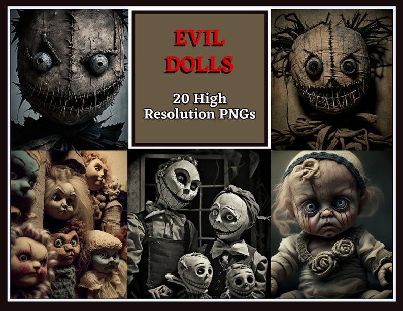 Evil Dolls 20 PNG Clipart Pack | Creepy Horror Clip Art | Puppet Art ...