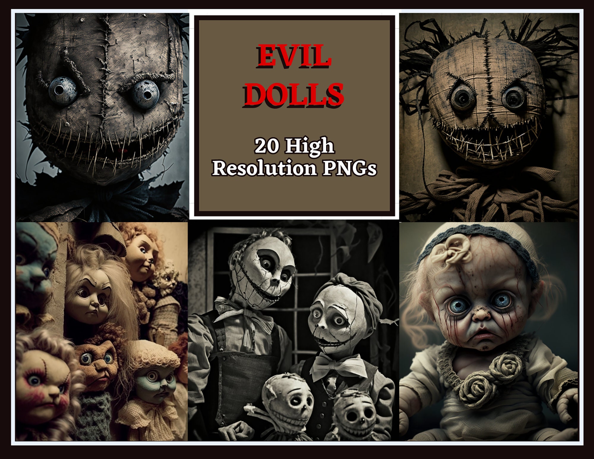 Evil Dolls 20 PNG Clipart Pack | Creepy Horror Clip Art | Puppet Art ...