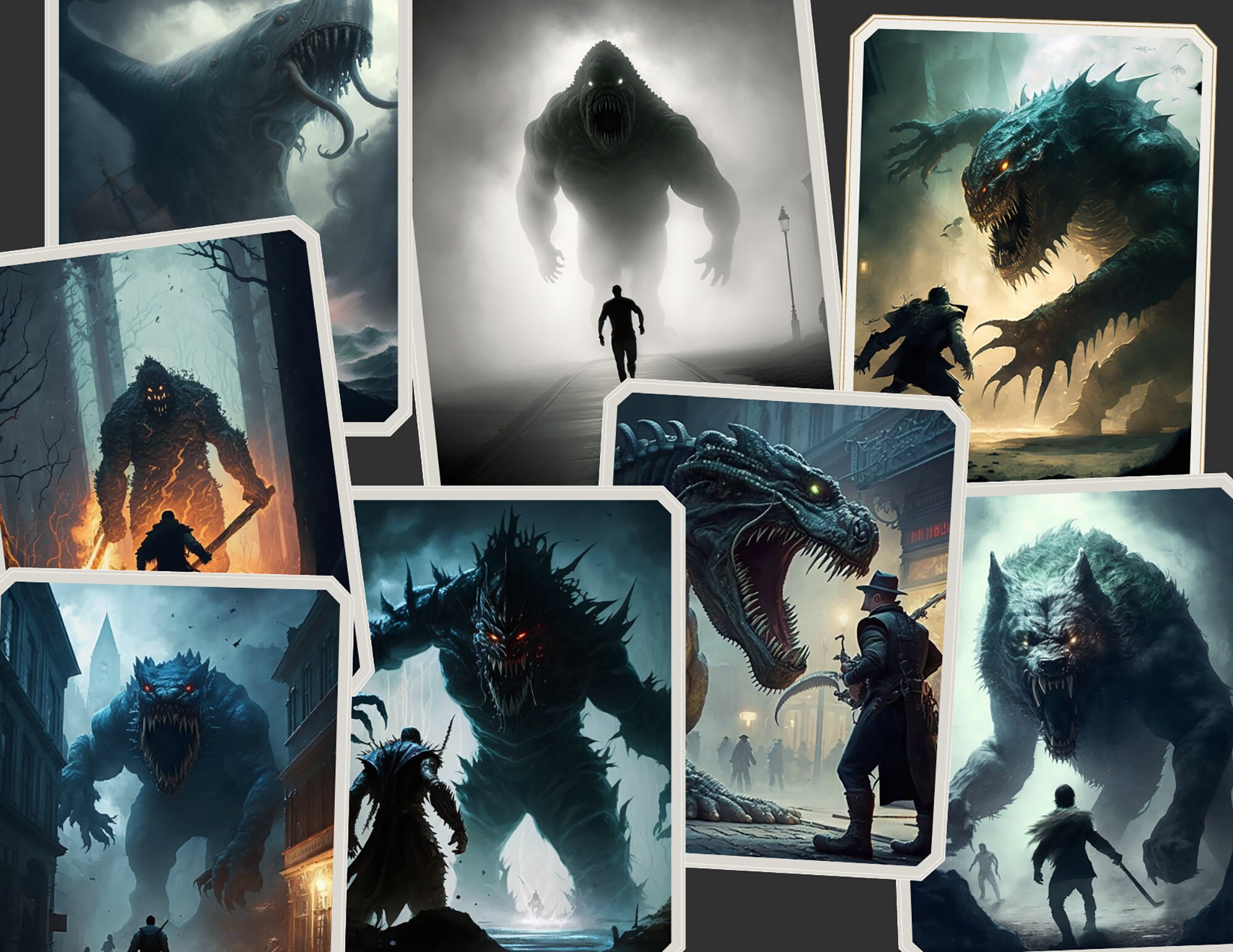 Man Vs Monster 20 Horror Clipart Pack PNG Dragons, Ghosts, Trolls Art ...