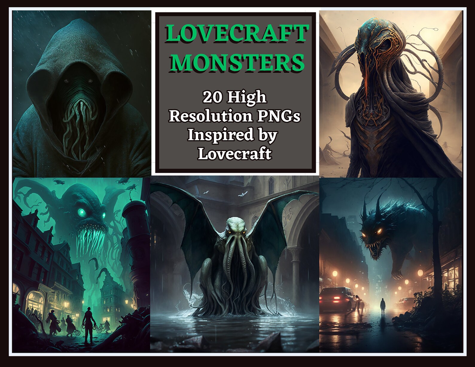 Lovecraft Horrors 20 PNG Clipart Pack | Lovecraftian Horror Clip Art ...