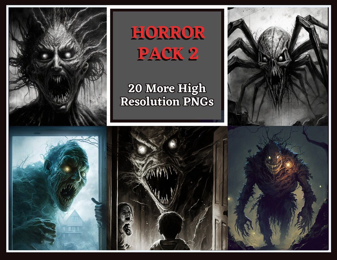 20 Image Horror PNG Clipart Pack | Charcoal Art | Monster Art | Witches ...