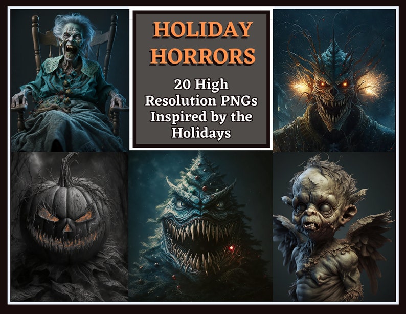 Holiday Horrors 20 PNG Clipart Pack | Creepy Horror Clip Art ...