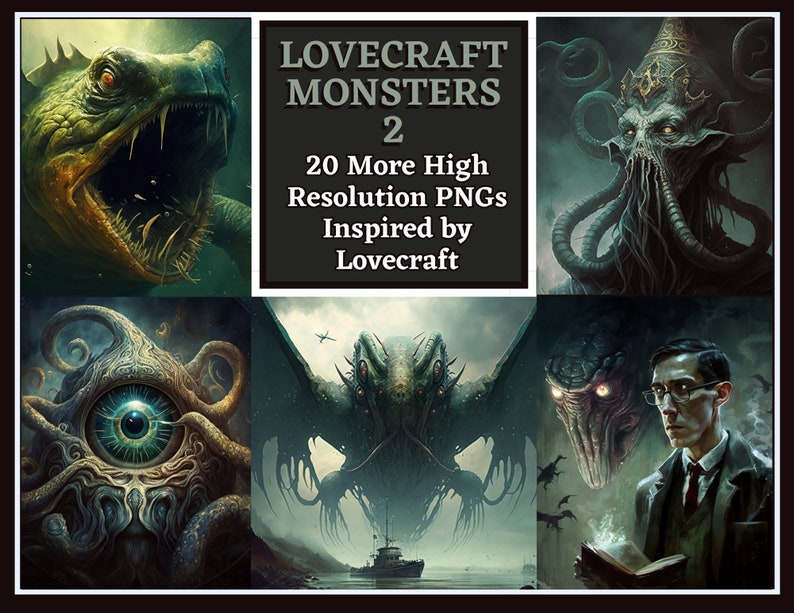 Lovecraftian 20 Horror Clipart Pack | PNG | HP Lovecraft | Cthulu | Monster Art | Digital Art ...