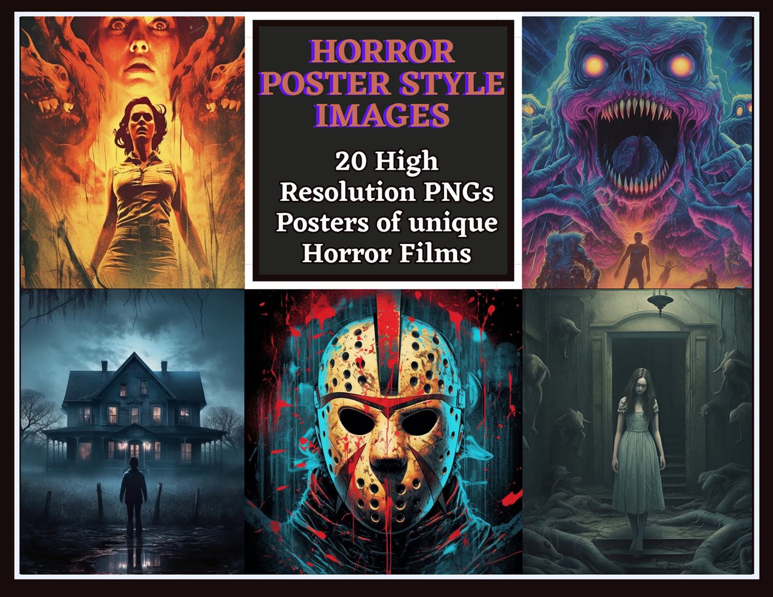 Collection of 20 Horror Posters Clipart Pack | PNG | Horror Movies ...