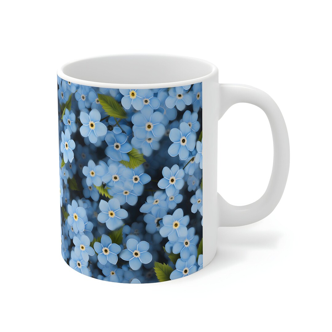 3D Forget-me-not Mug,floral Pattern Mug,forget-me-not Coffee Cup,forget ...