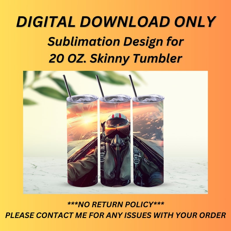 Jet Fighter Pilot Tumbler Wrap,20 Oz Straight Skinny Tumbler ...