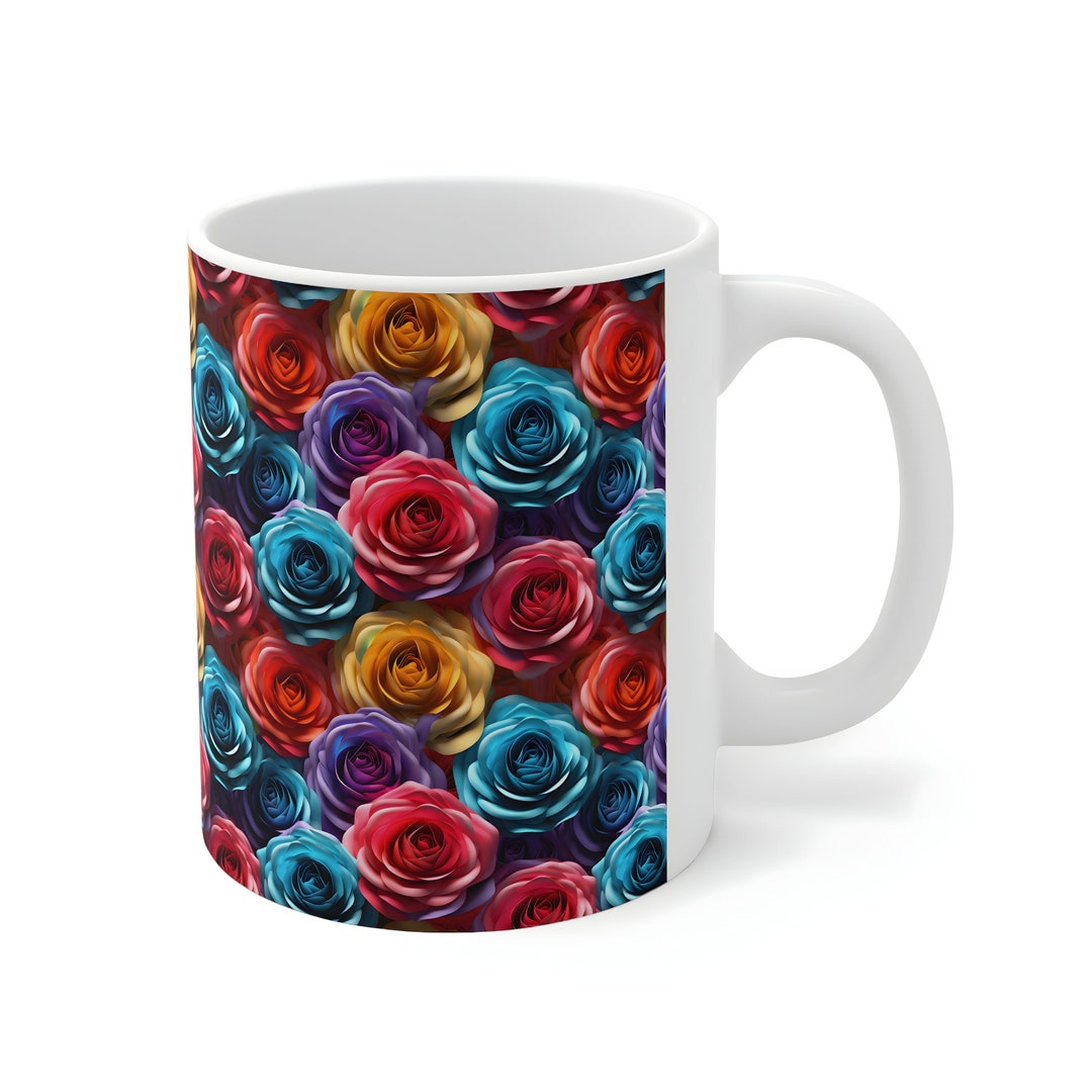 Rose Mug,3d Roses Ceramic Mug, Roses Pattern Mug, Roses Coffee Cup ...