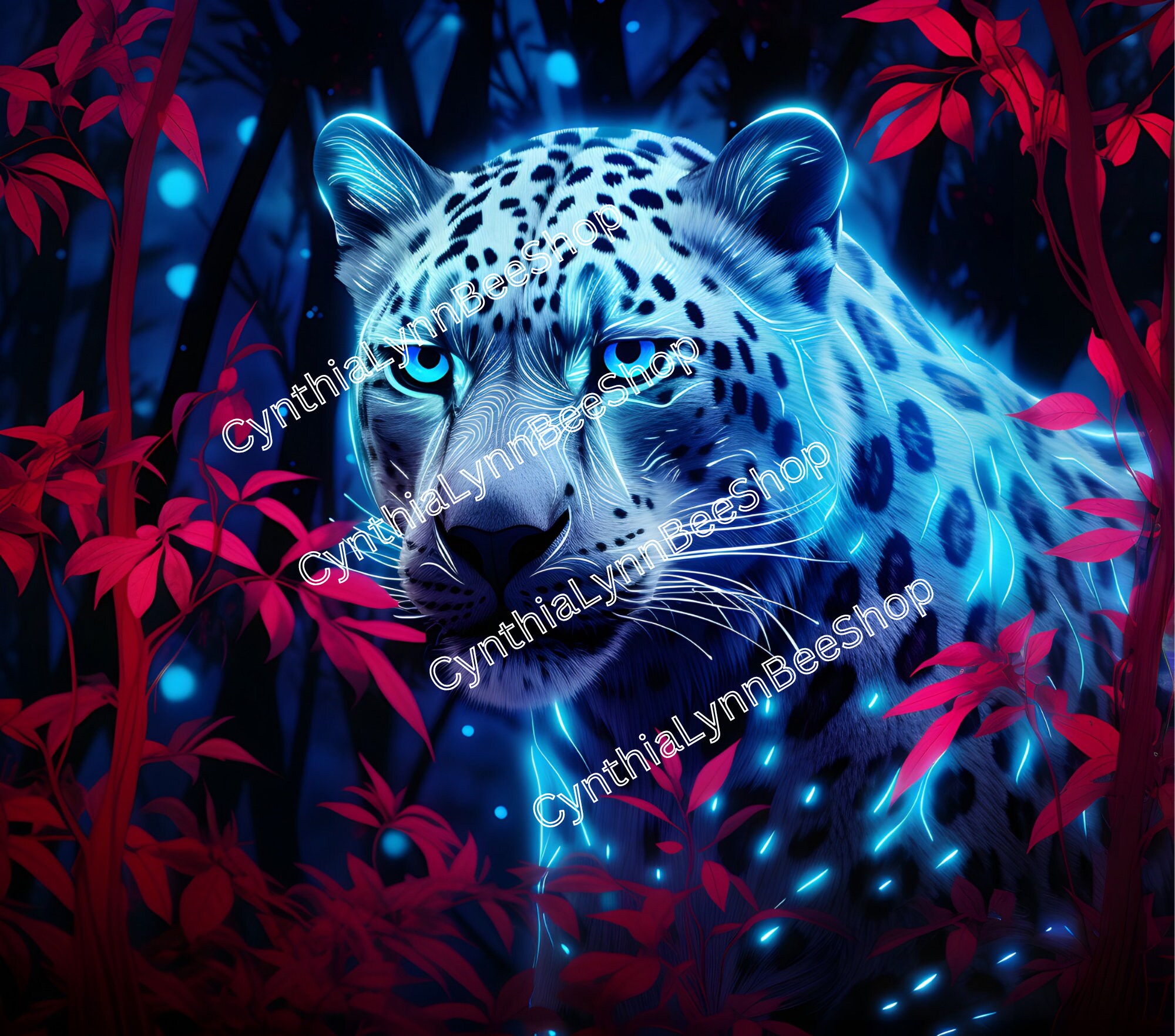 3D Neon Snow Leopard Tumbler Wrap,20 Oz Straight Skinny Tumbler ...