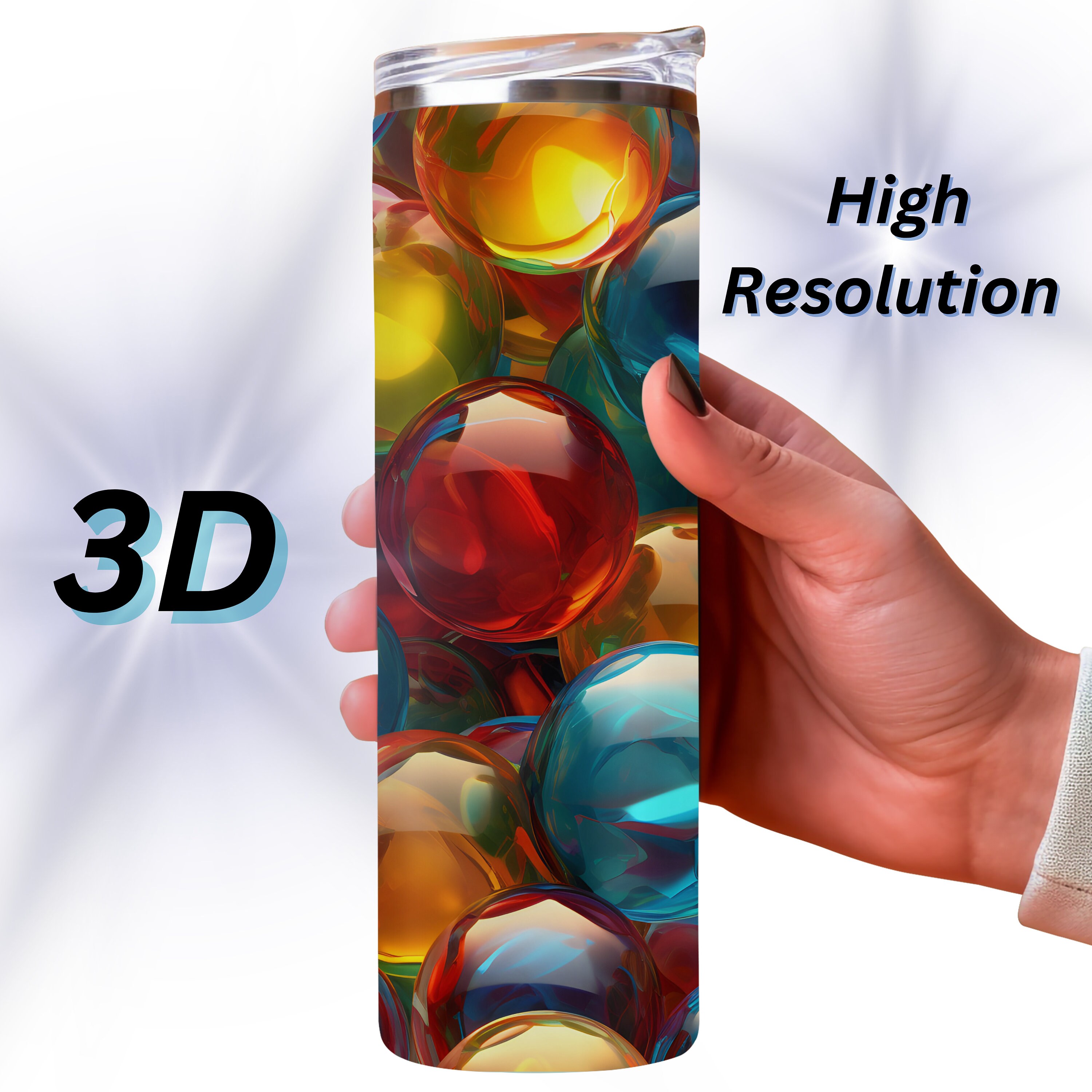 3D Seamless Marbles Tumbler Wrap,20 Oz Straight Skinny Tumbler ...