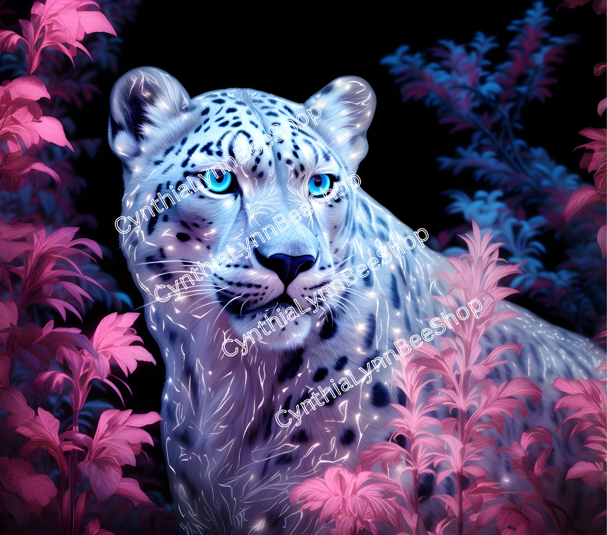 3D Neon Snow Leopard Tumbler Wrap,20 Oz Straight Skinny Tumbler ...