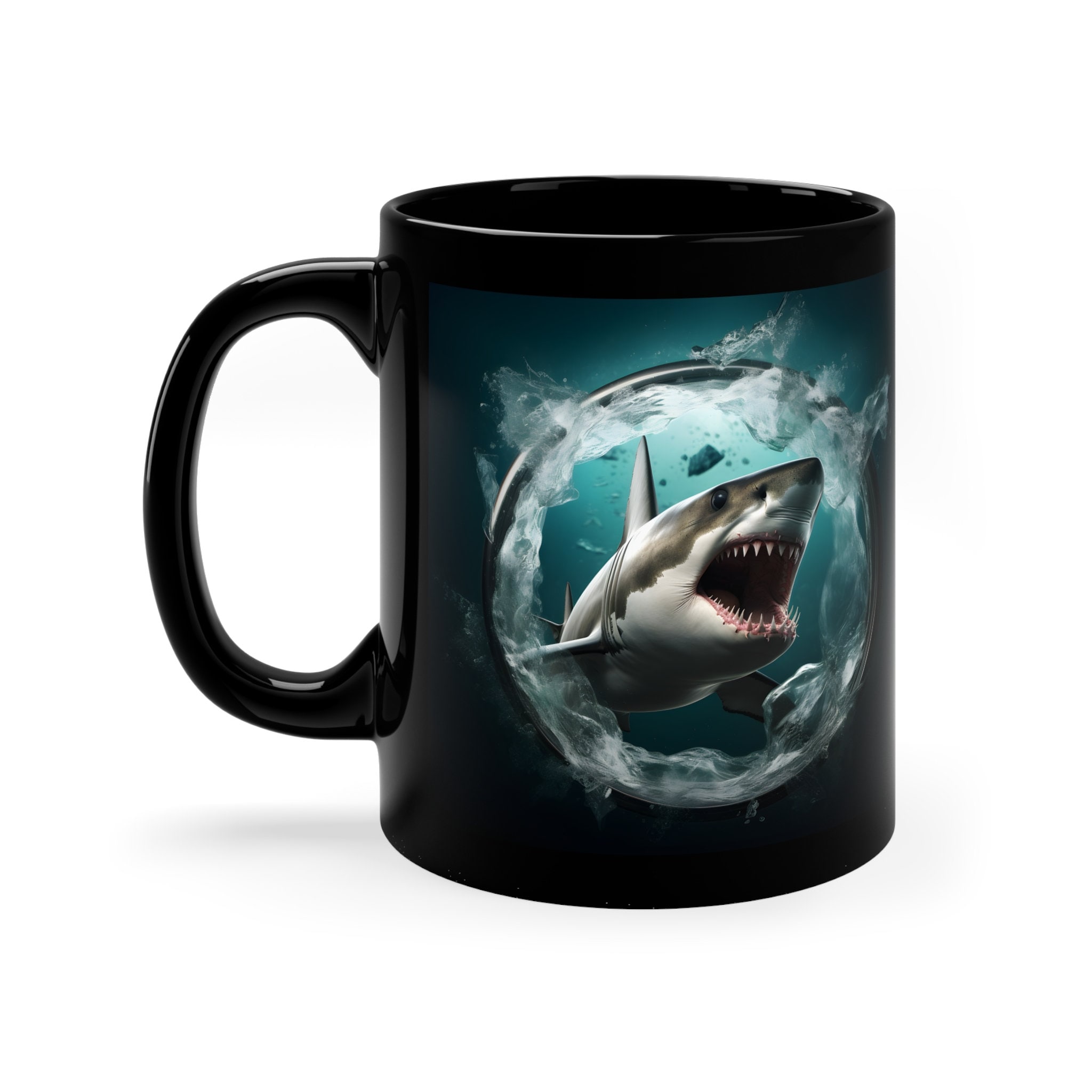 Shark 3D Cup, 3D Shark Breaking Through Glass With Frame Design 11 Oz ...