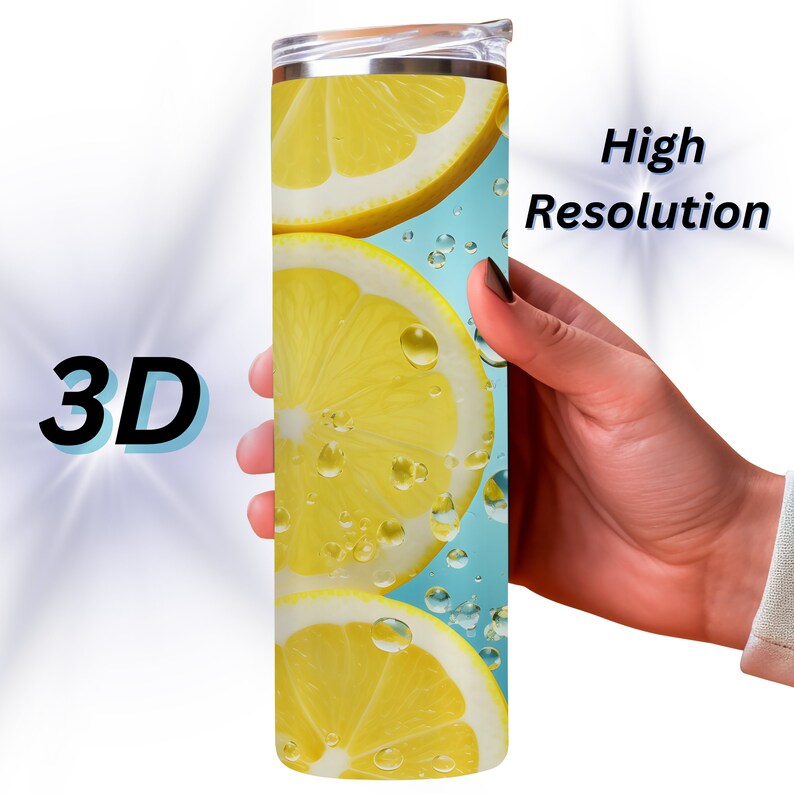 3D Lemon Seamless Tumbler Wrap,20 Oz Straight Skinny Tumbler ...
