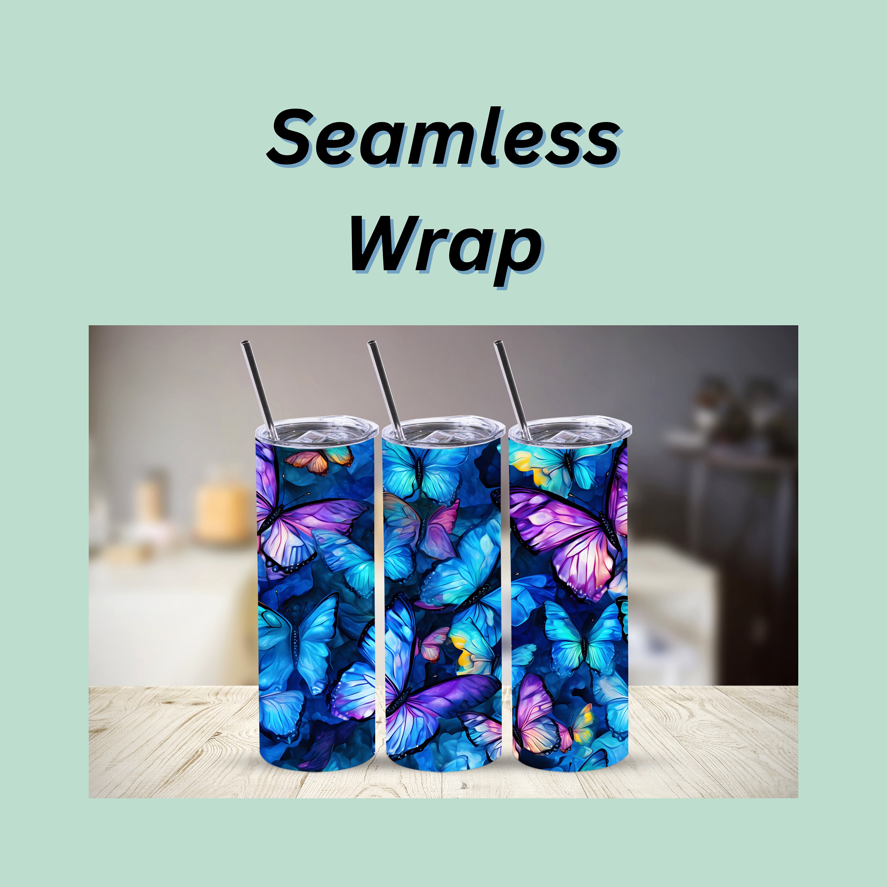 Morpho Butterfly Tumbler Wrap,20 Oz Straight Tumbler Sublimation Design,digital Download, PNG ...