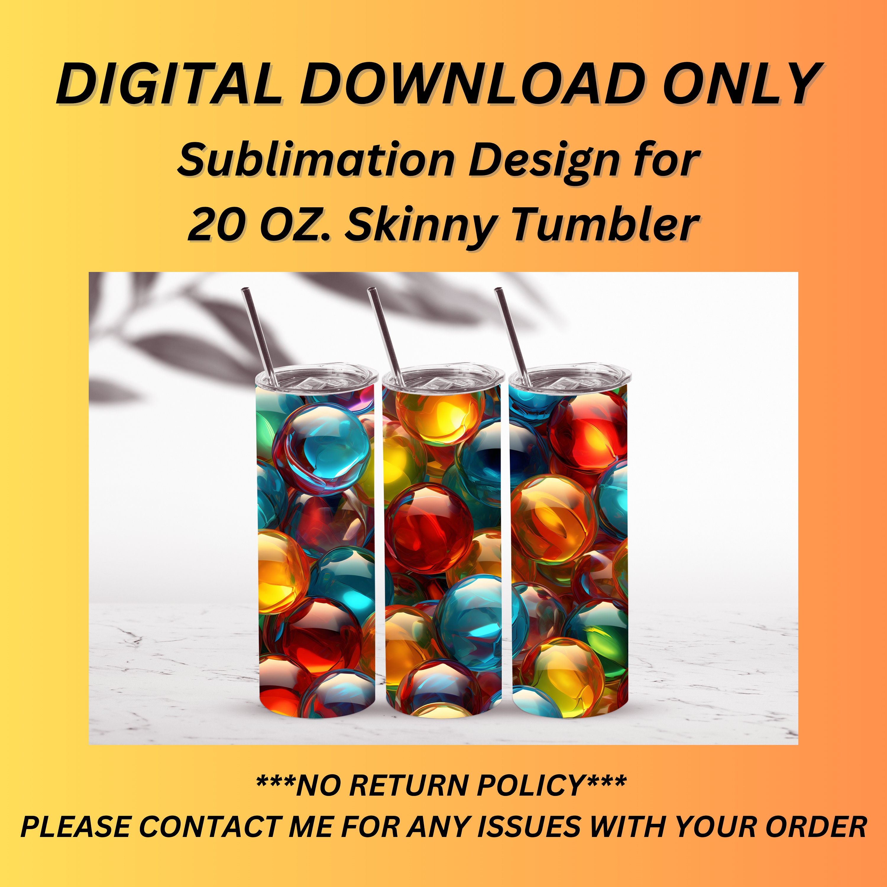 3D Seamless Marbles Tumbler Wrap,20 Oz Straight Skinny Tumbler ...