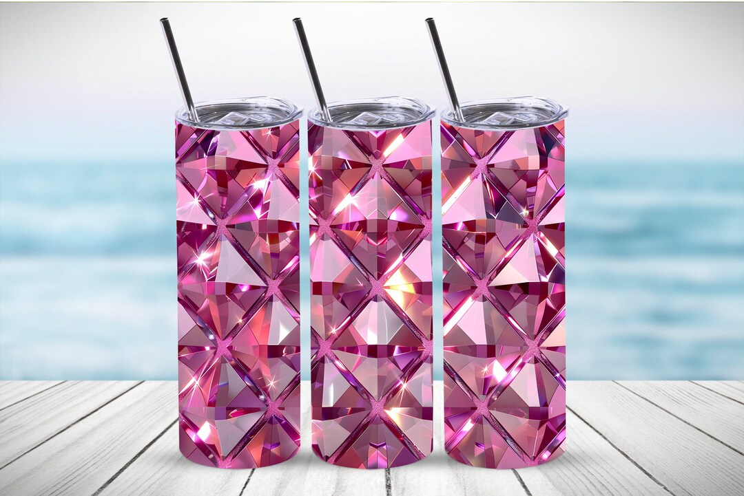Seamless Pink Diamond Tumbler Wrap,20 Oz Straight Skinny Tumbler ...