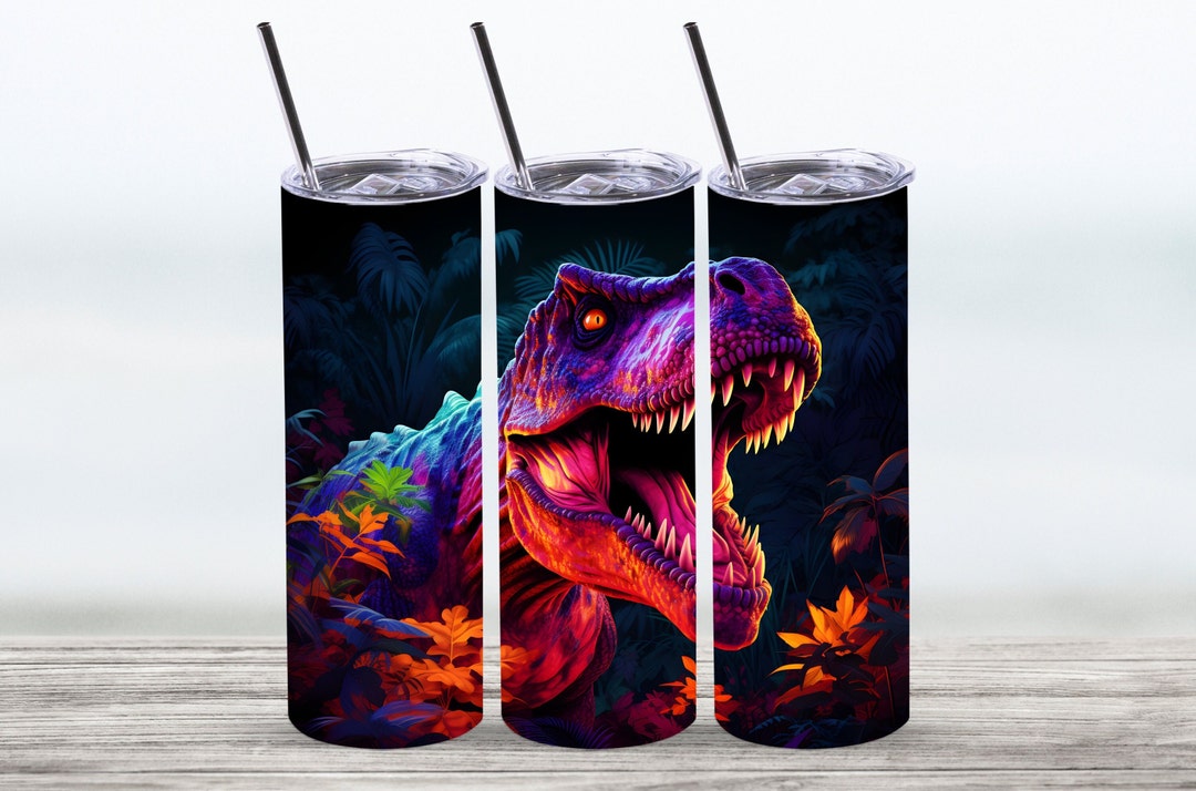 3D T-rex Dinosaur Tumbler Wrap,20 Oz Straight Skinny Tumbler ...