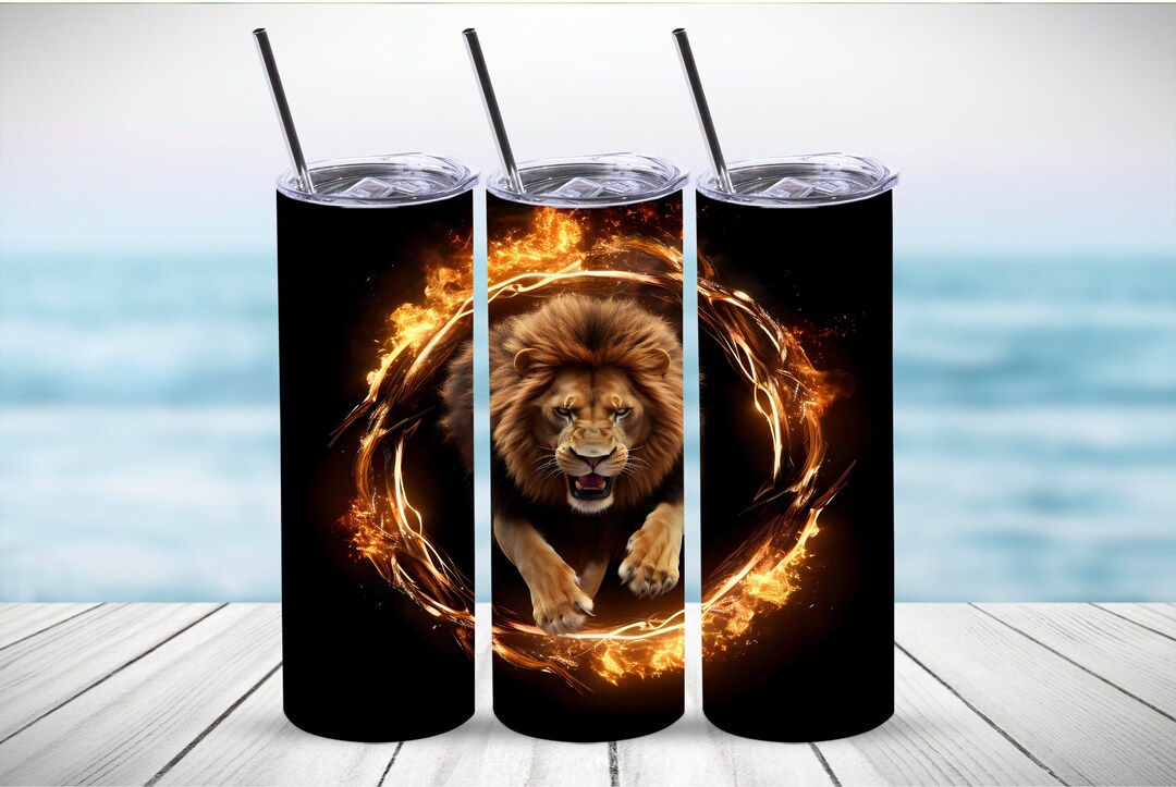 Lion Tumbler Wrap,3d Lion Wrap 20 Oz. Straight Tumbler Sublimation ...