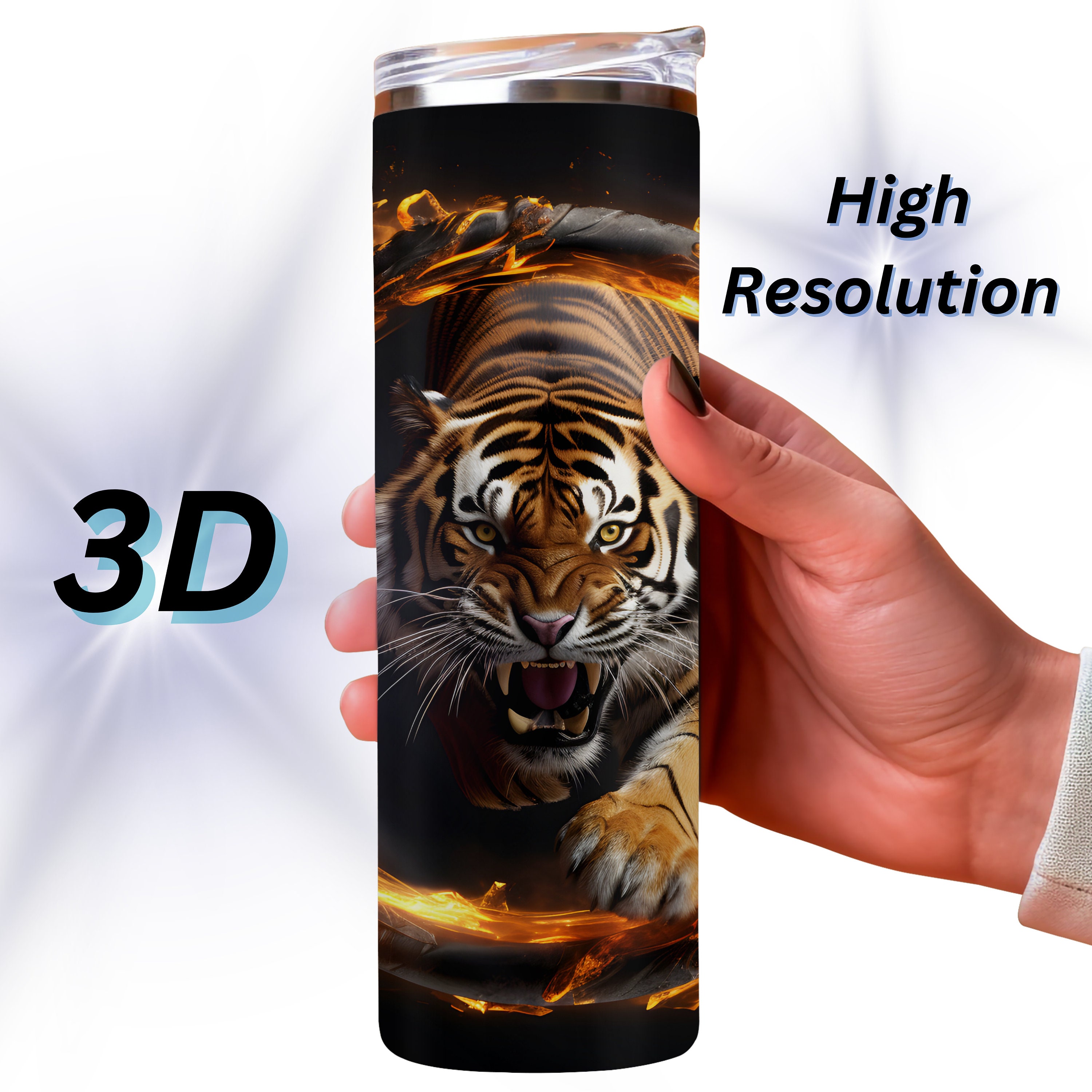 Tiger Tumbler Wrap,3d Tiger Wrap 20 Oz. Straight Tumbler Sublimation ...