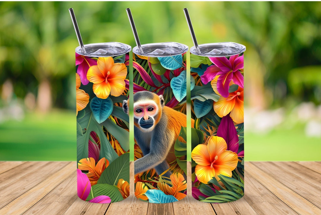 Seamless Spider Monkey Tumbler Wrap,20 Oz Straight Skinny Tumbler ...