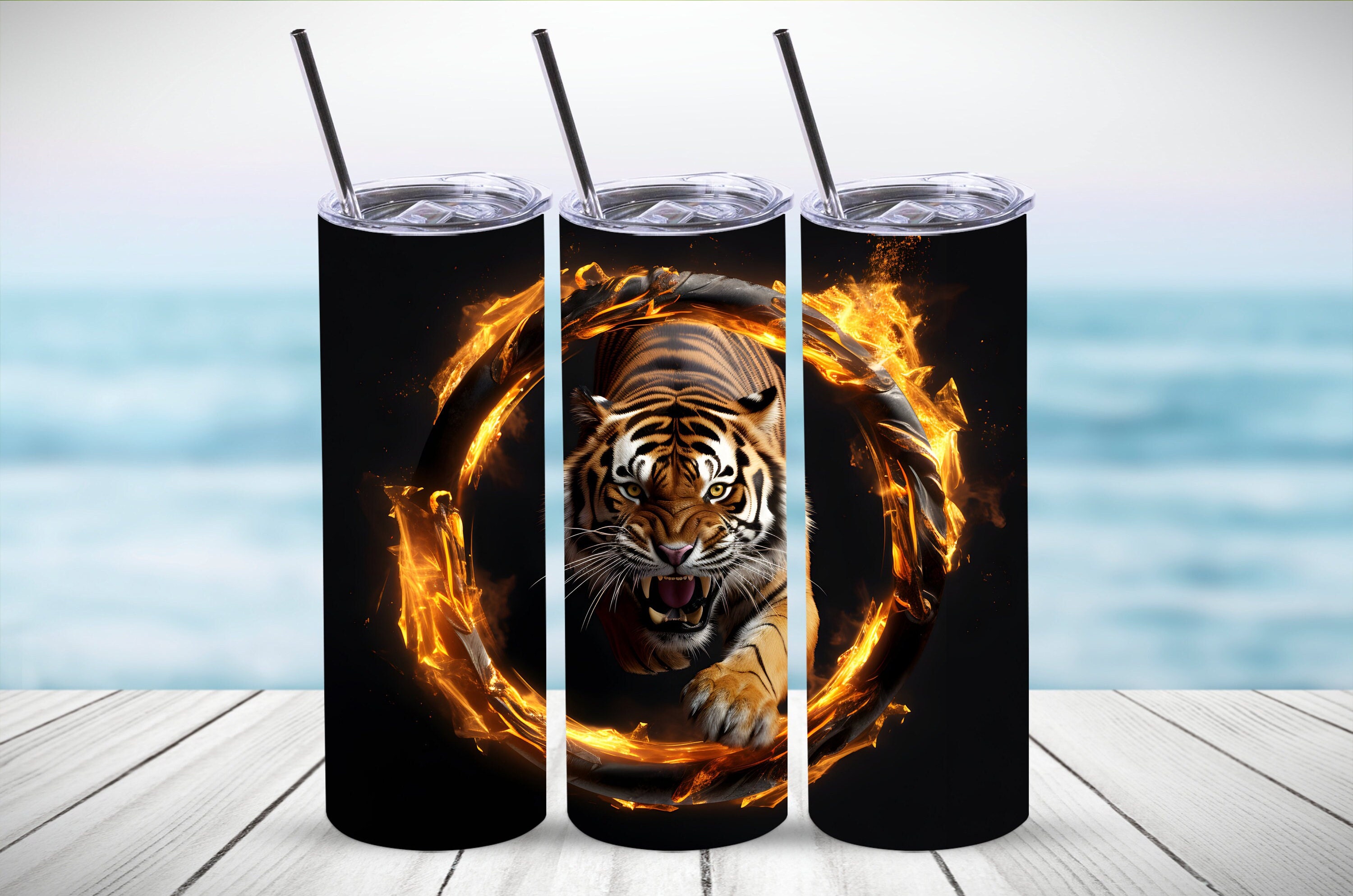 Tiger Tumbler Wrap,3d Tiger Wrap 20 Oz. Straight Tumbler Sublimation ...