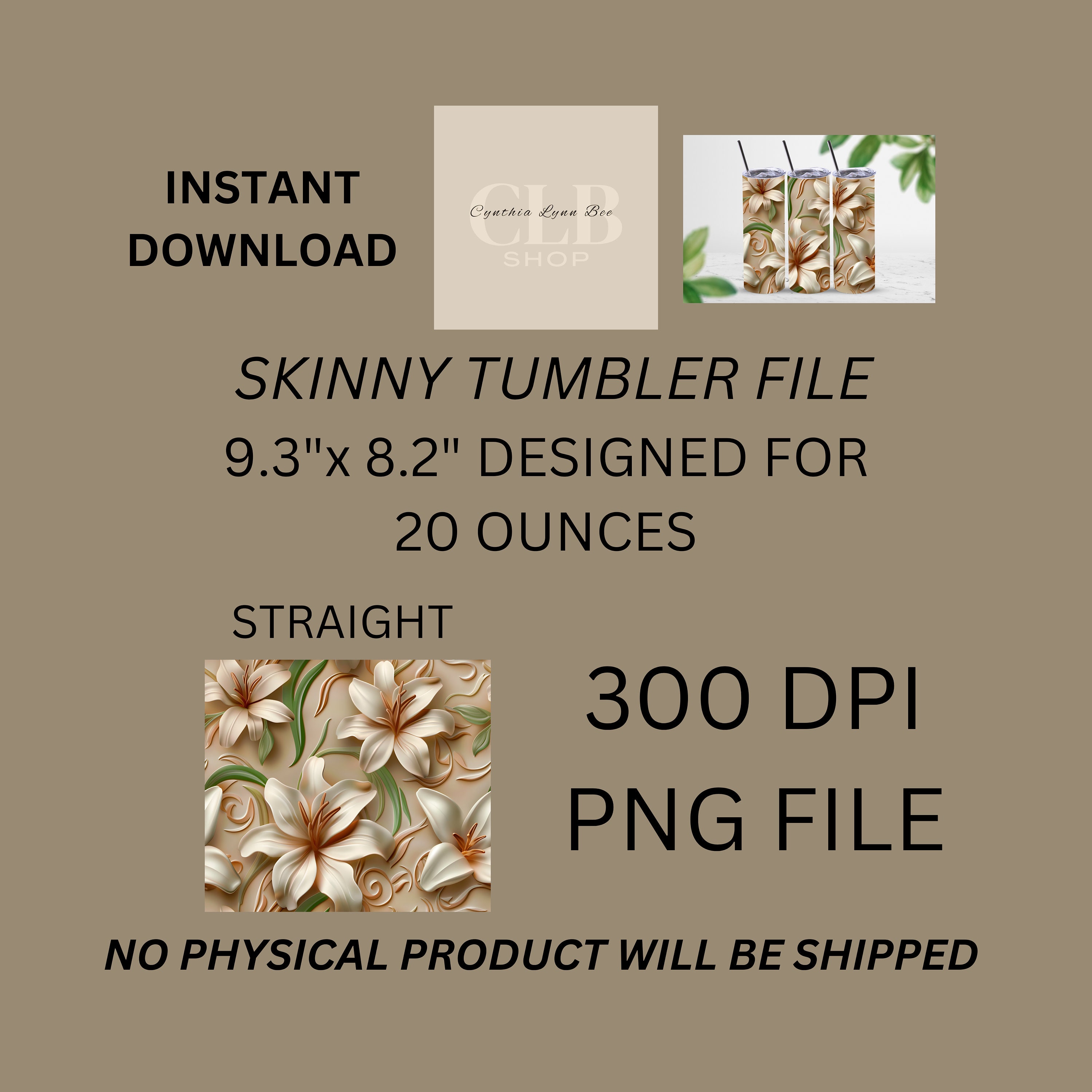 Seamless Lily Design Tumbler Wrap,20 Oz Straight Skinny Tumbler ...