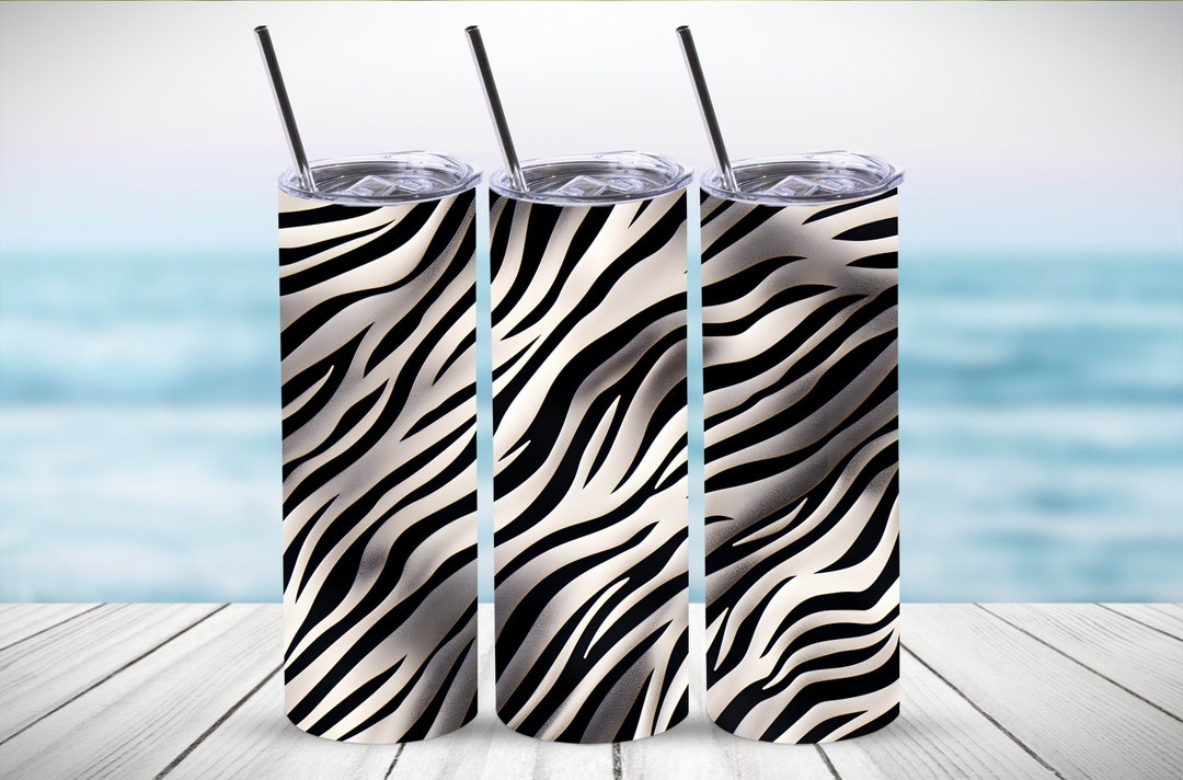 Zebra Tumbler Wrap,3d Zebra Stripes With Silver Background 20 Oz ...