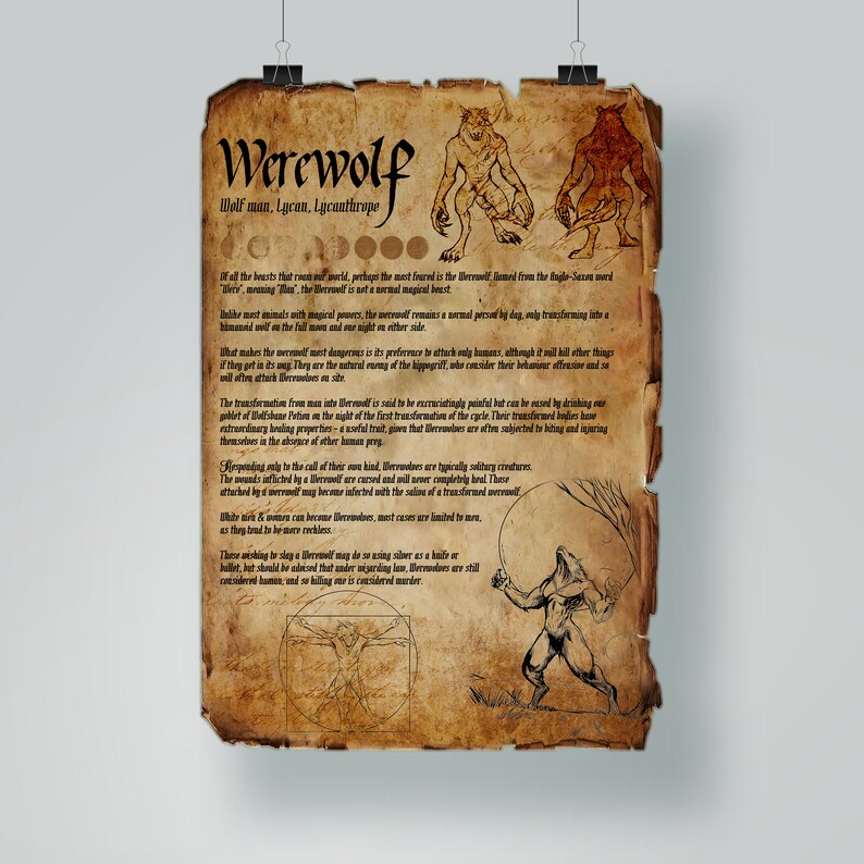 Werewolf Werewolf Poster Instant Download Digital Download Medieval ...