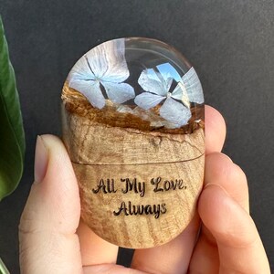Hydrangea Flower Resin and Wood Engagement Ring Box, Engagement Ring ...