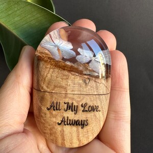 Hydrangea Flower Resin and Wood Engagement Ring Box, Engagement Ring ...
