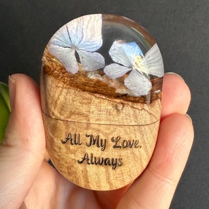 Hydrangea Flower Resin and Wood Engagement Ring Box, Engagement Ring ...