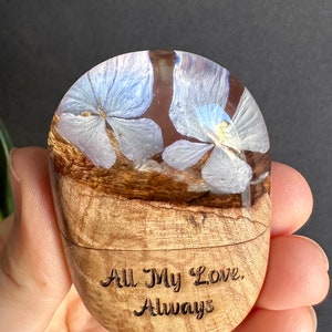 Hydrangea Flower Resin and Wood Engagement Ring Box, Engagement Ring ...