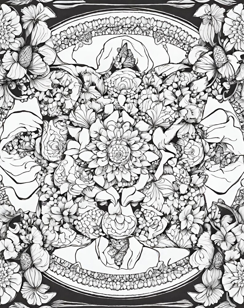 Mandala Coloring Book, 40 Printable Pages, Butterfly Designs (digital ...