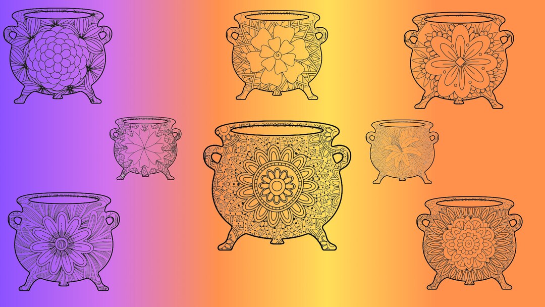 70 Printable Mandala Cauldrons of Halloween Coloring Pages for - Etsy