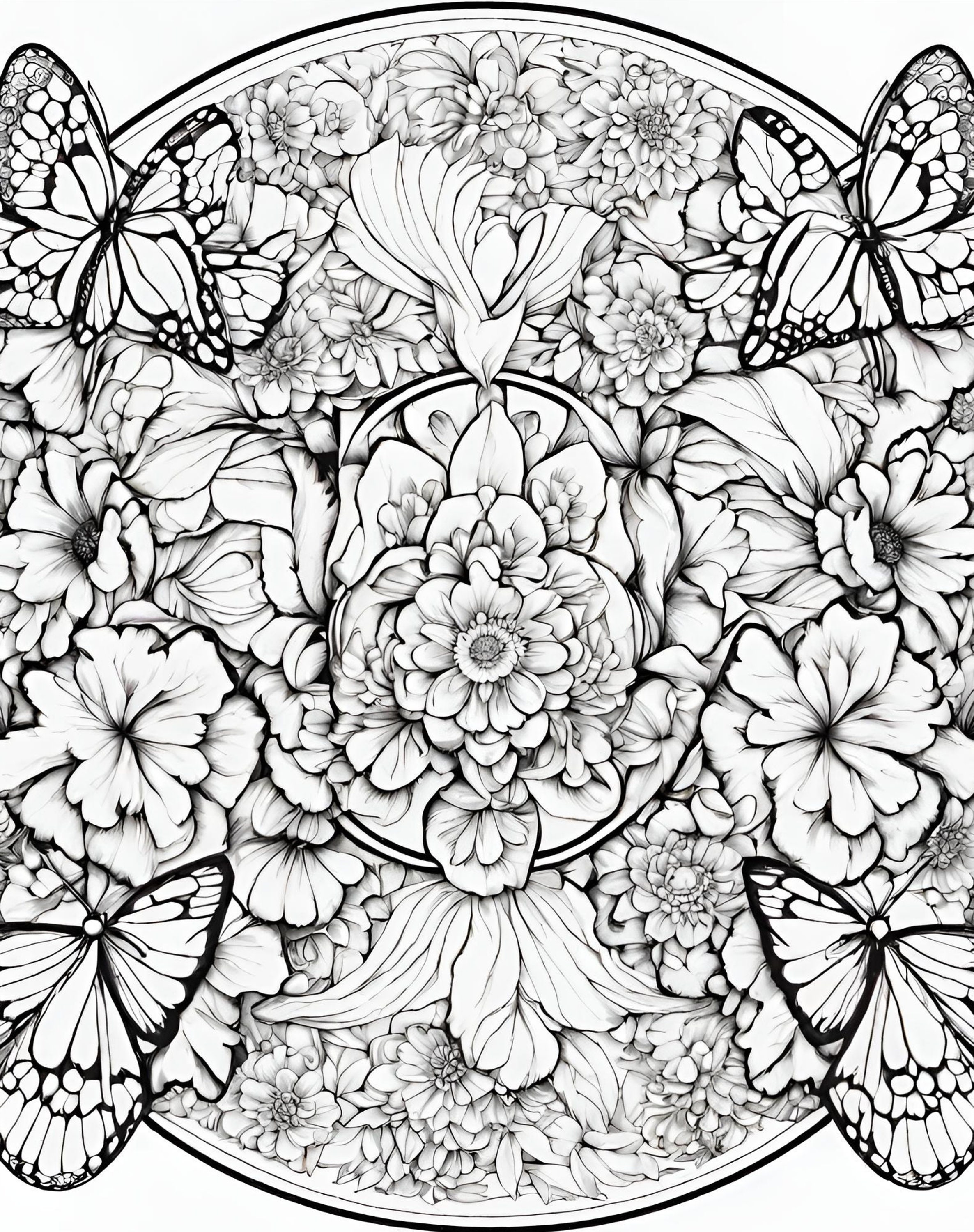 Mandala Coloring Book, 40 Printable Pages, Butterfly Designs (digital ...