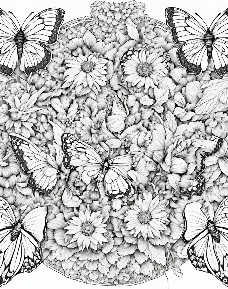 Mandala Coloring Book, 40 Printable Pages, Butterfly Designs (digital ...